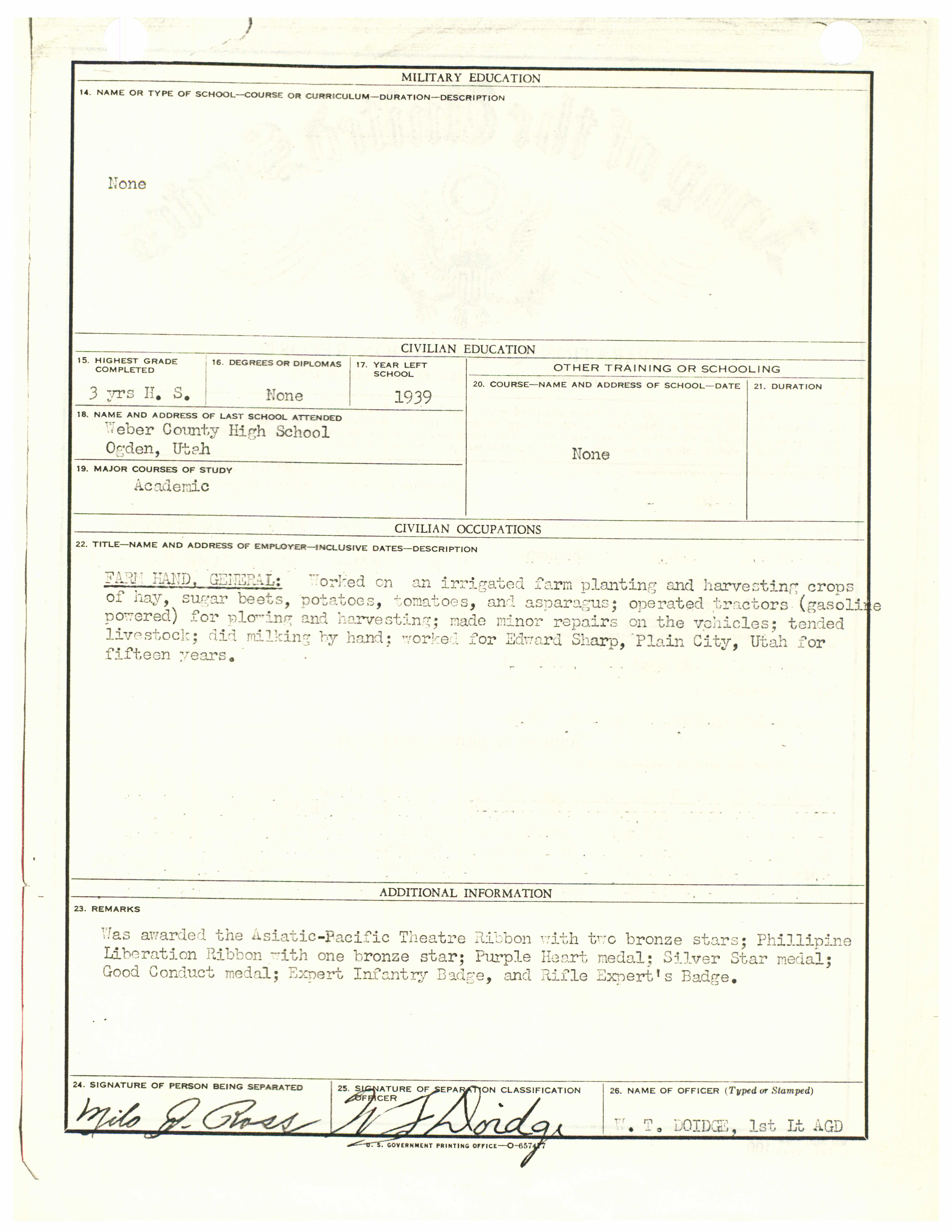 Separation Qualification Record – Sagacity